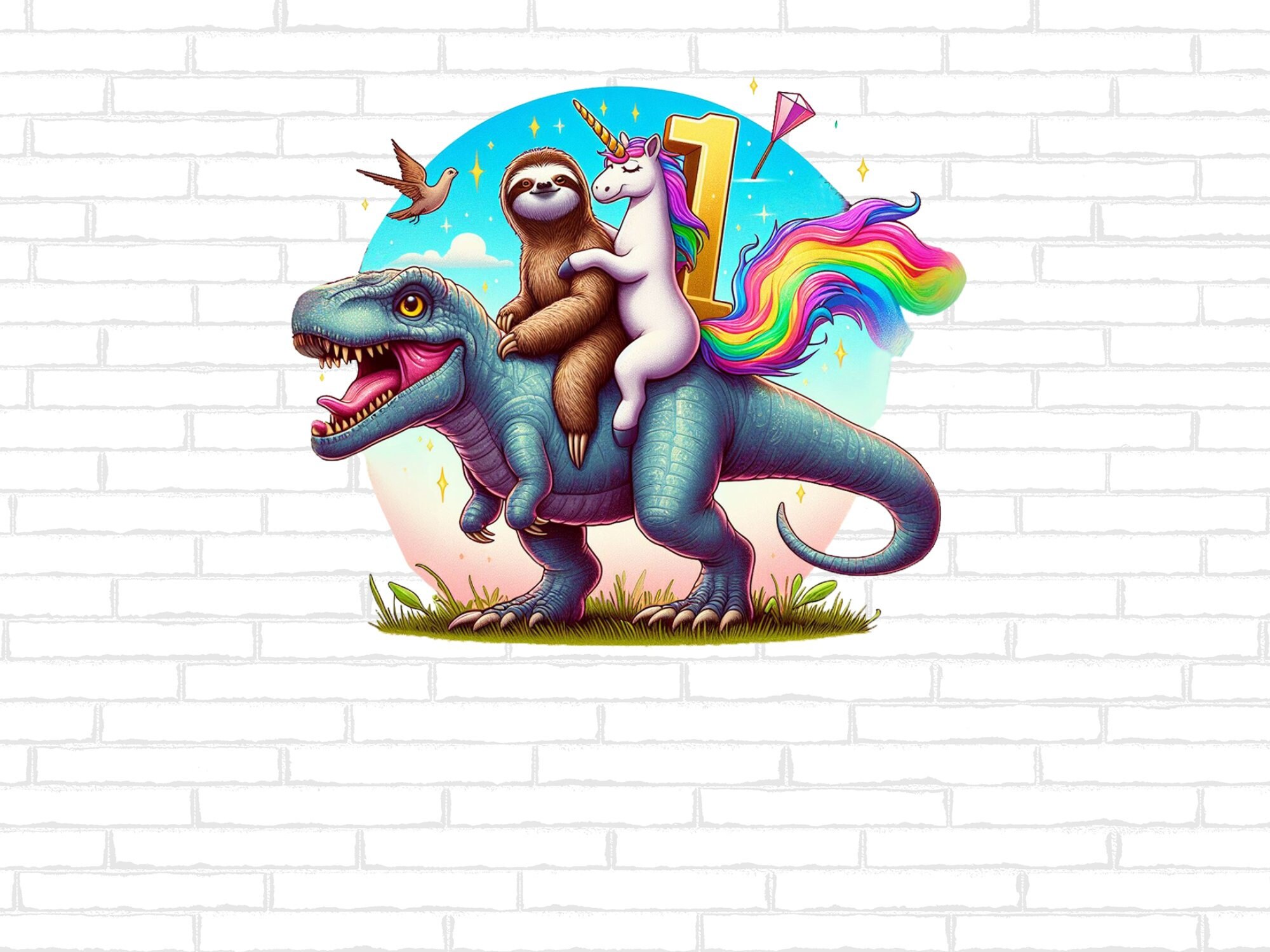 Unicorn Sloth T-rex Png Pdf Jpg Dinosaur Days of School Clipart. 300 ...