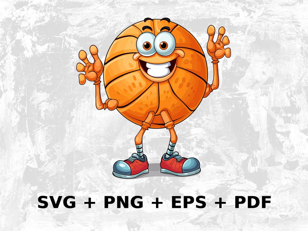 Cartoon Basketball Ball Svg Png Pdf Instant Download Personal - Etsy