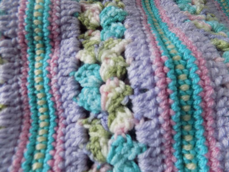 Striped Crochet Afghan Purple Striped Afghan Pastel Striped - Etsy