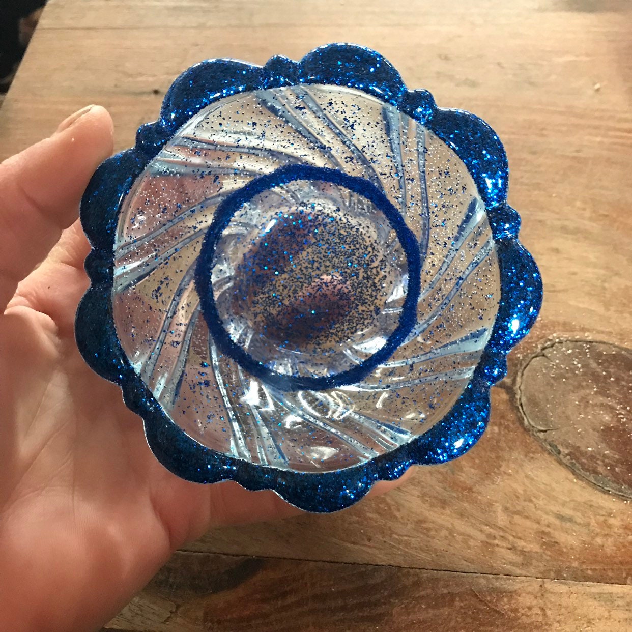 Cobalt Blue Glitter Bowl Handmade Resin Custom Colours Dish | Etsy