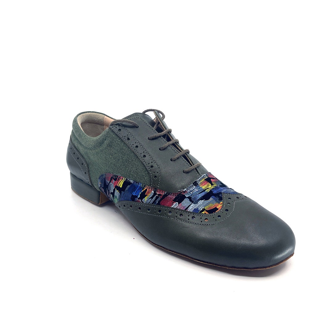 Movimiento Compadre Green Mural Green Leather and Canvas Handmade Men ...