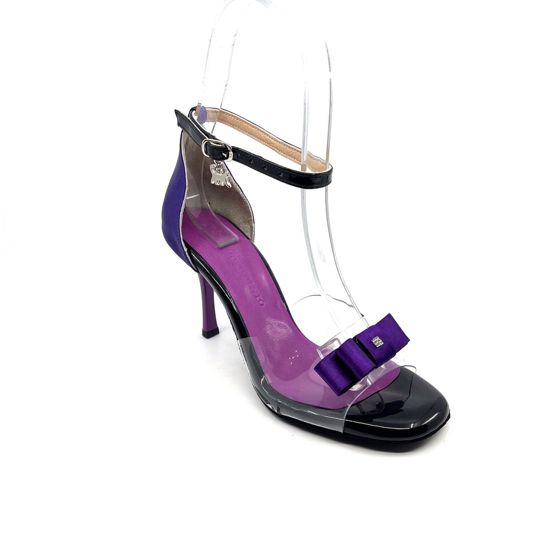 Movimiento Transpie Papillon Purple Satin Bowtie Transparent Strap ...