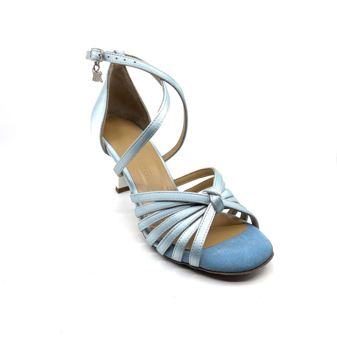 Movimiento Latina Baby Blue Satin Latin Salsa Dance Shoes Ballroom ...