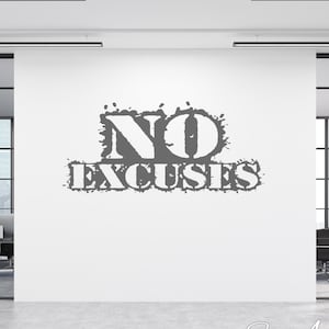 NO EXCUSES Wall Decal - Fitness Gym Training Vinyl Decal - Fitness ...