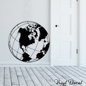 Planet Earth Wall Vinyl Decal - Earth Decal - World Map Decal - Space ...