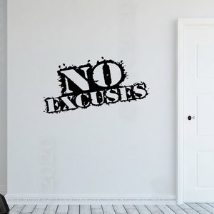NO EXCUSES Wall Decal - Fitness Gym Training Vinyl Decal - Fitness ...