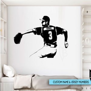 Baseball Wall Decor - Baseball Pitcher Vinyl Decal Boy Bedroom Custom ...