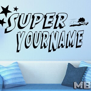 Superhero Wall Decal, Custom Personalized Name Super Hero Wall Art ...