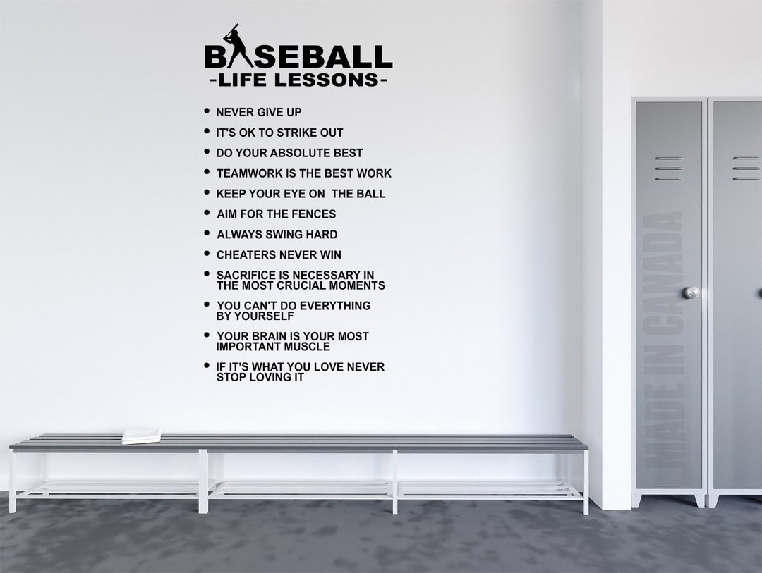 Baseball Life Lessons Decal - Motivational Vinyl Quotes - Never Give up ...