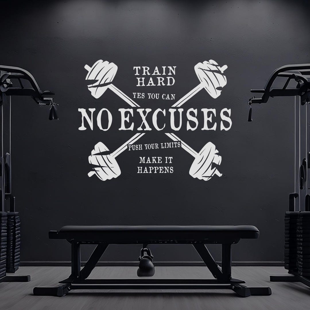 No Excuses Gym Wall Decal – Motivational Vinyl Sticker for Home Gym or ...