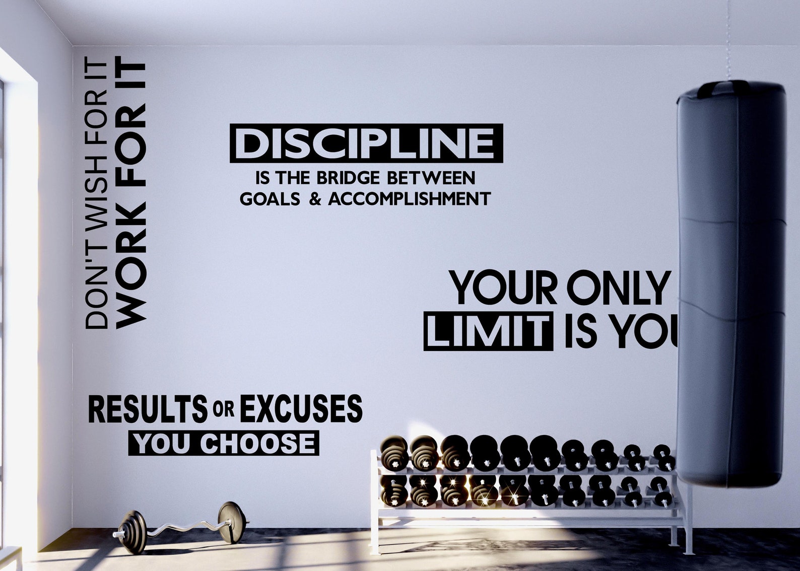 Gym Wall Decals SET OF 4 Saying Motivational Home Gym - Etsy