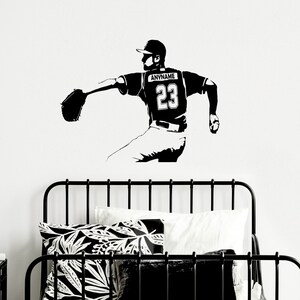 Baseball Wall Decor - Baseball Pitcher Vinyl Decal Boy Bedroom Custom ...