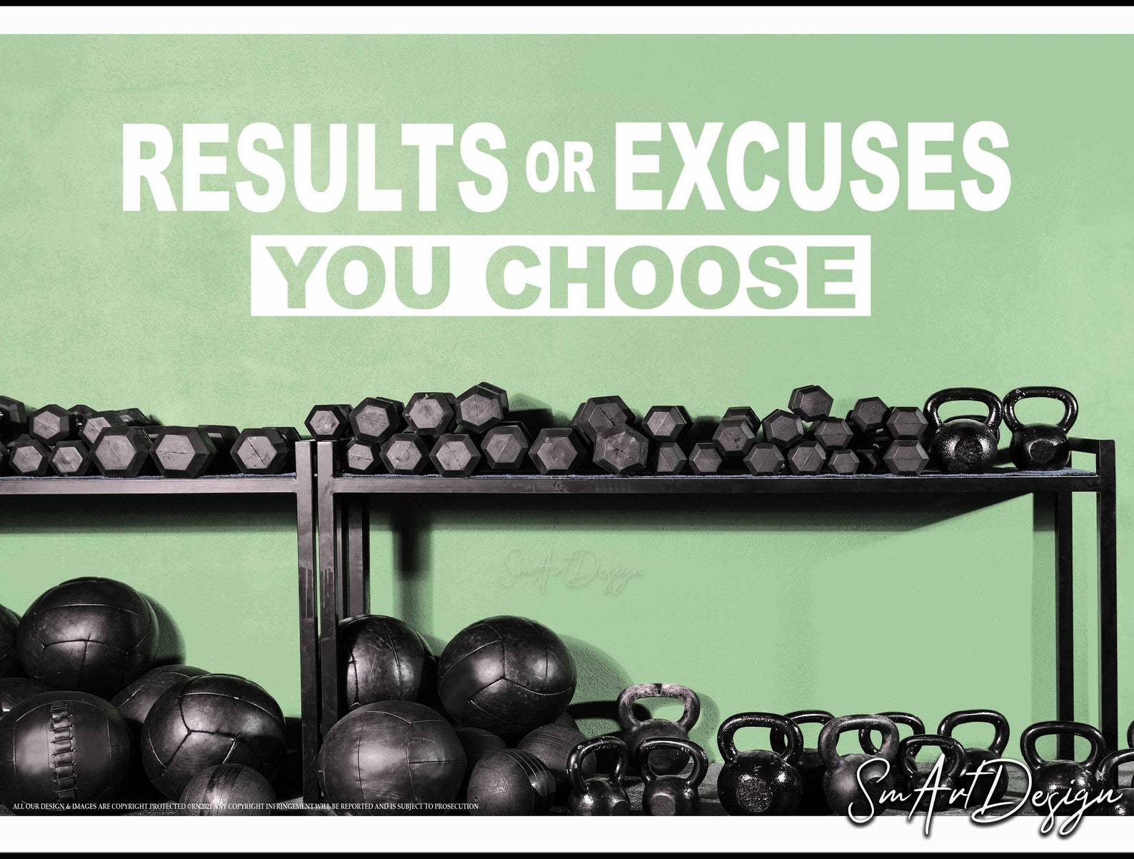 Gym Vinyl Decal - Results or Excuses You Choose - Motivational Wall ...