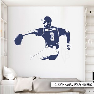 Baseball Wall Decor - Baseball Pitcher Vinyl Decal Boy Bedroom Custom ...