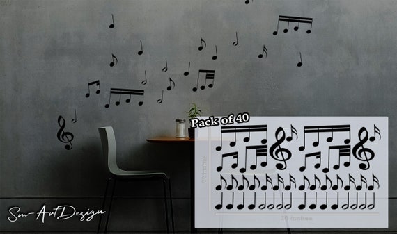 Music Notes Decals pack of 40 music notes wall art vinyl | Etsy