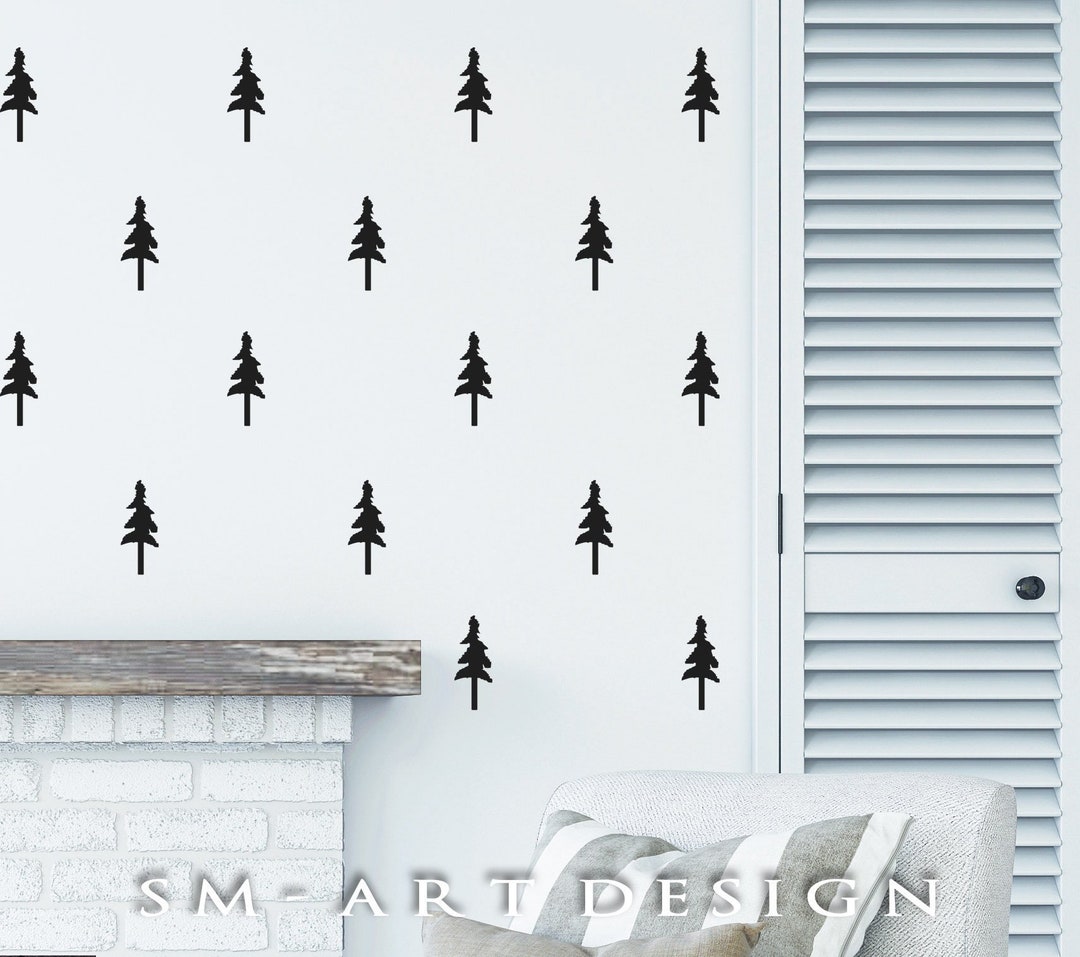 Fir Trees Decals Pack of 16 2 x 5 Pattern decal pine tree wall sticker ...