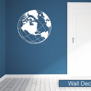 Planet Earth Wall Vinyl Decal - Earth Decal - World Map Decal - Space ...
