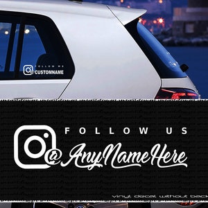 Follow Us Me INSTAGRAM Custom Vinyl Decal - Personalized Text Vinyl ...