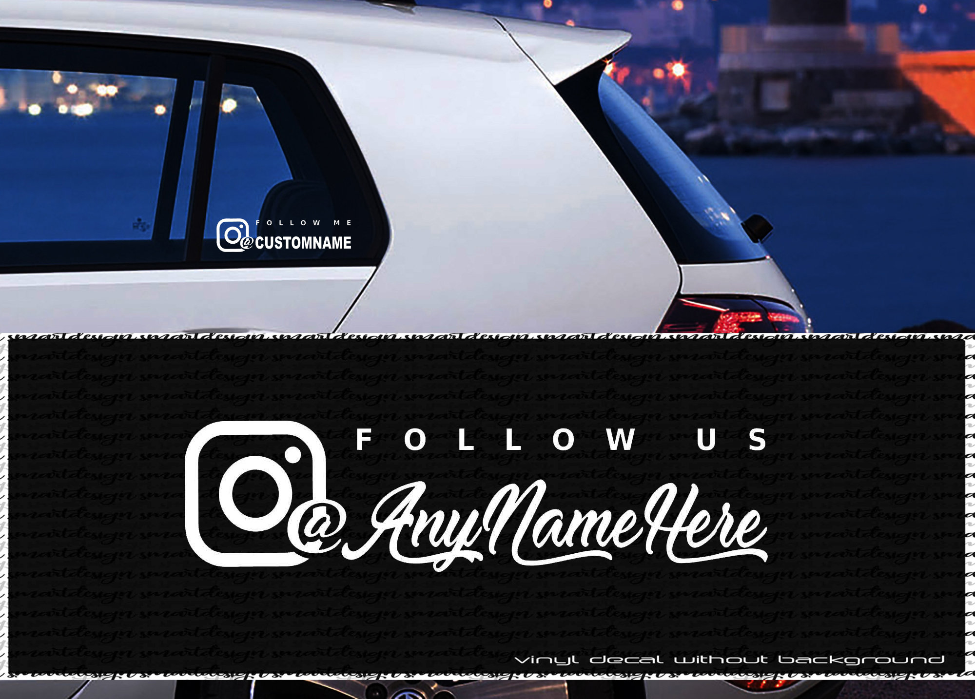 Follow Us Me INSTAGRAM Custom Vinyl Decal Personalized Text - Etsy