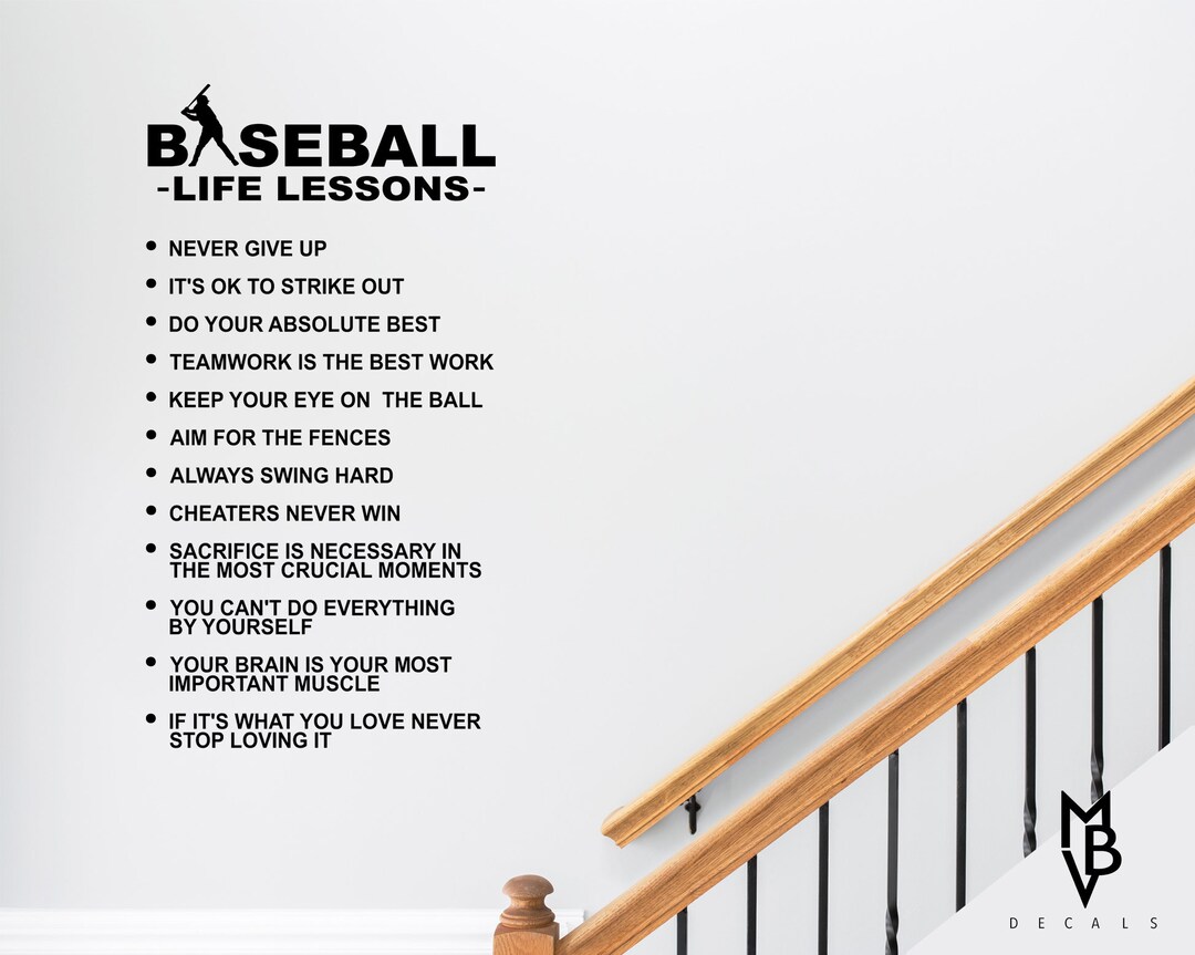 Baseball Life Lessons Decal: Motivational Vinyl Wall Art - Etsy