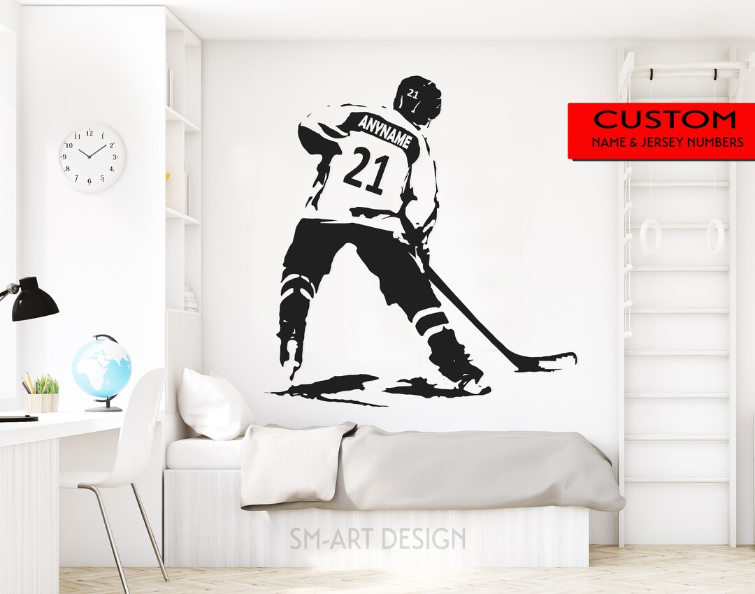 Personalized Ice Hockey Player Wall Decal: Custom Name & Number Art - Etsy