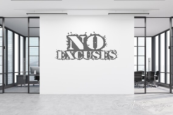 NO EXCUSES Wall Decal Fitness Gym Training Vinyl Decal - Etsy