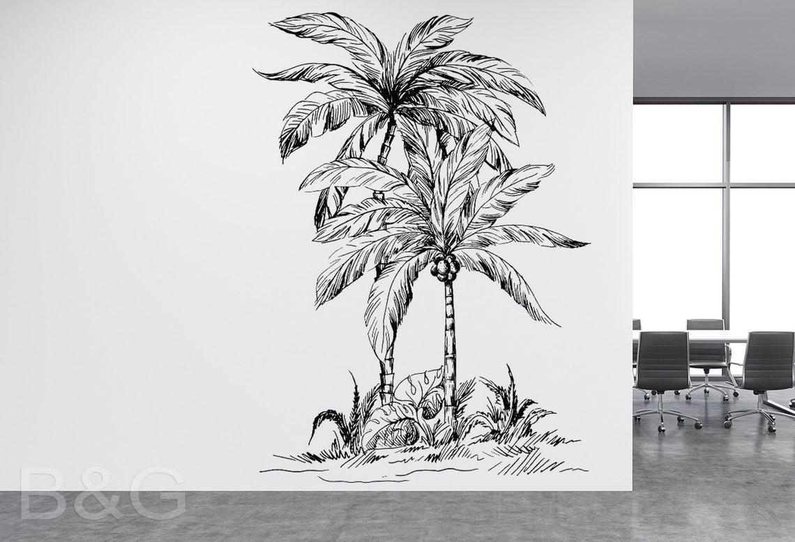 Tropical Palm Trees With Leaves Decal Exotic Palm Tree Vinyl - Etsy
