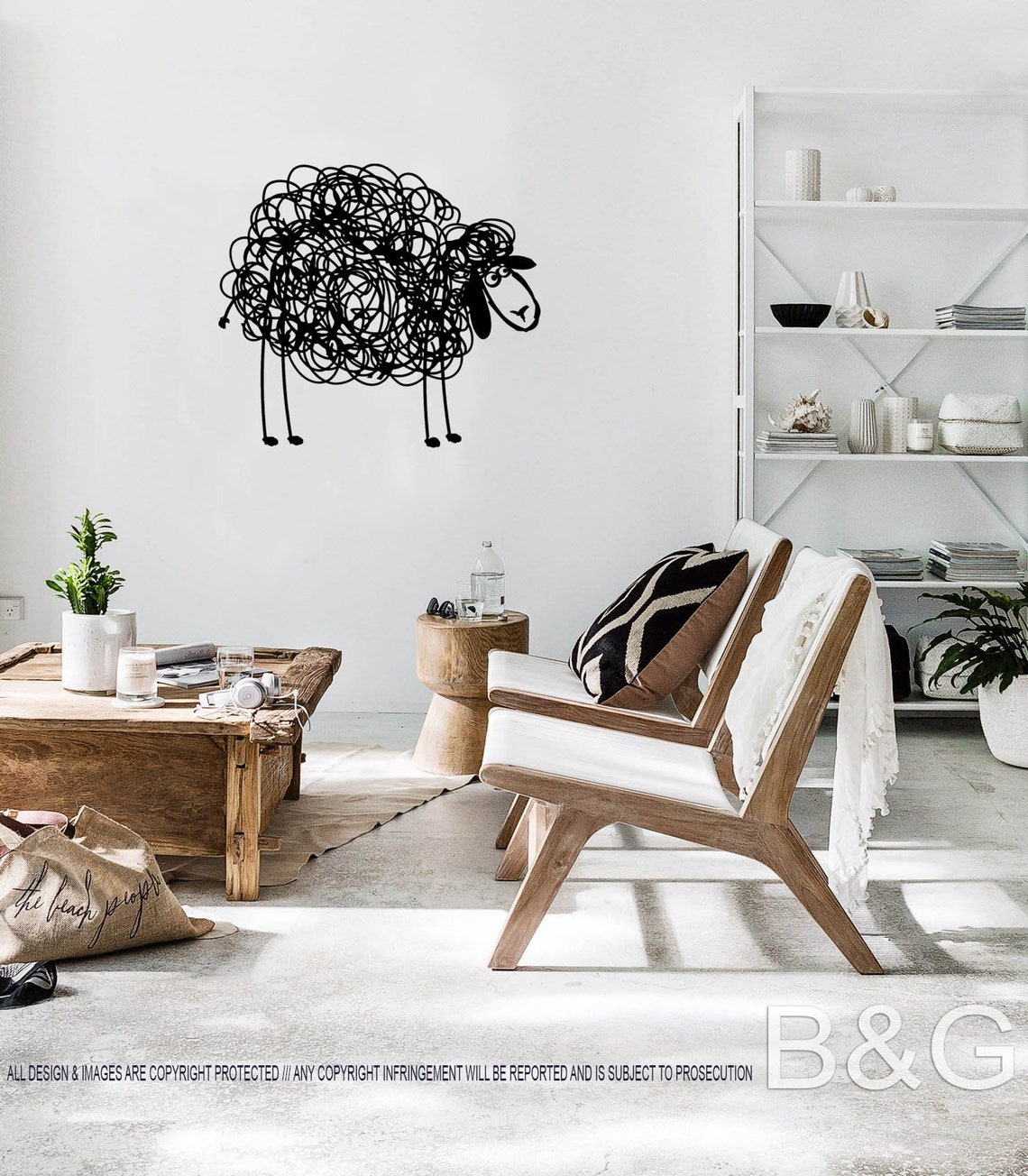 Sheep Wall Decal Black Sheep Wall Art Hand Draw Sheep - Etsy