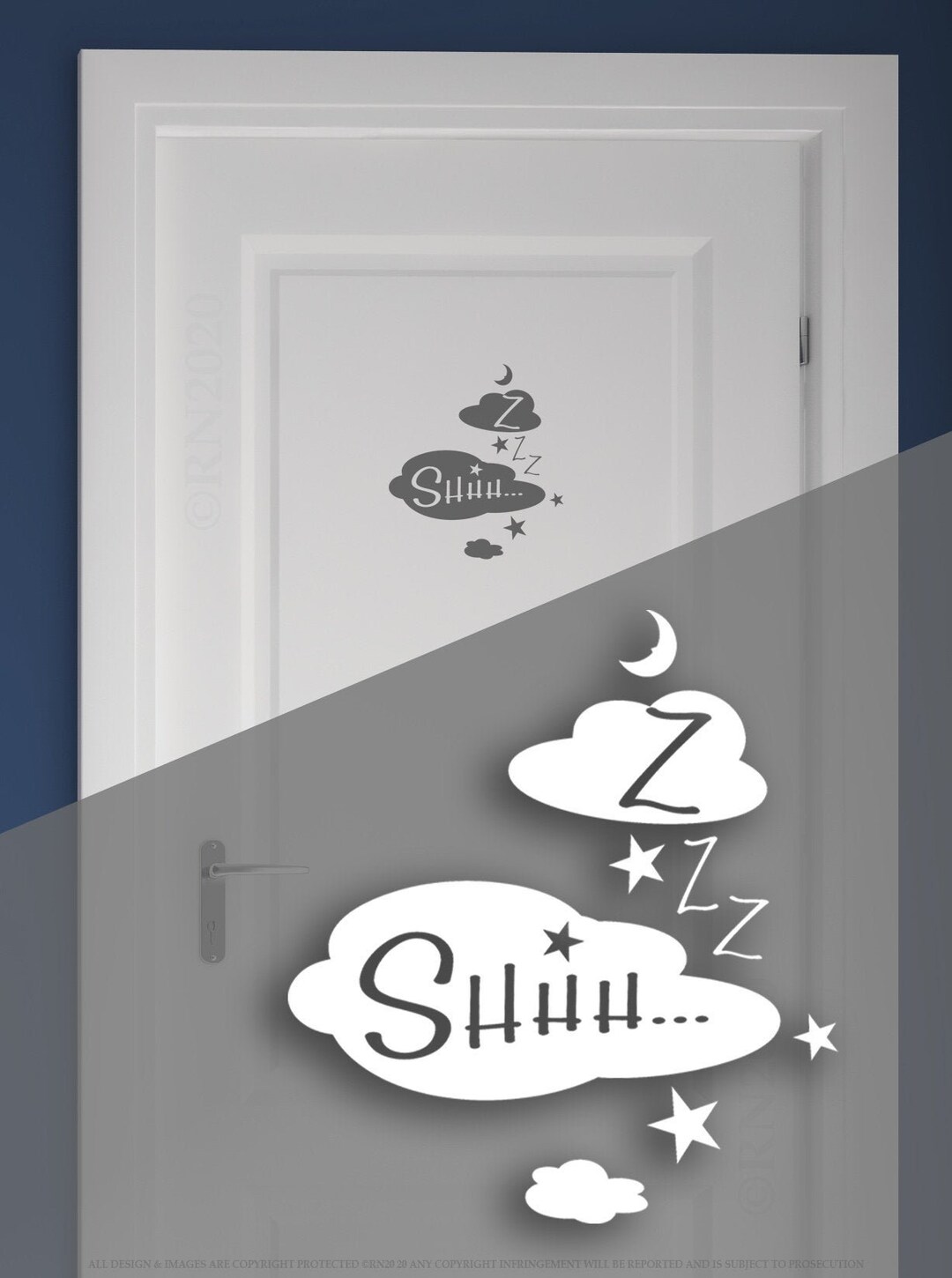 Shhh Clouds Zzz Baby Sleeping Wall Vinyl Decal Baby Dreaming With Moon ...