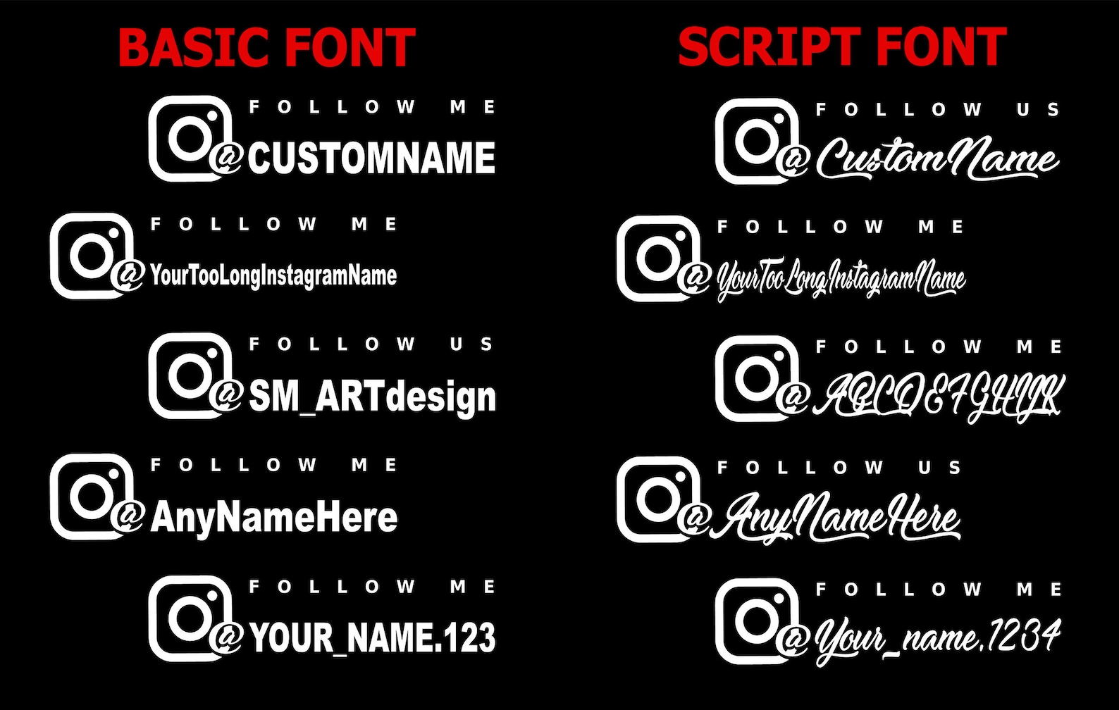 Follow Us Me INSTAGRAM Custom Vinyl Decal Personalized Text | Etsy