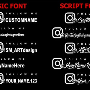 Follow Us Me INSTAGRAM Custom Vinyl Decal - Personalized Text Vinyl ...