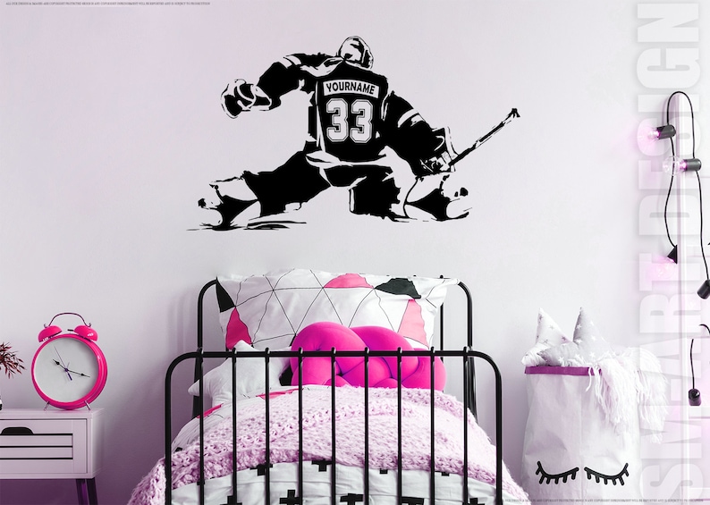Custom Female Hockey Goalie Vinyl Wall Decal - Girl Goalkeeper Bedroom ...