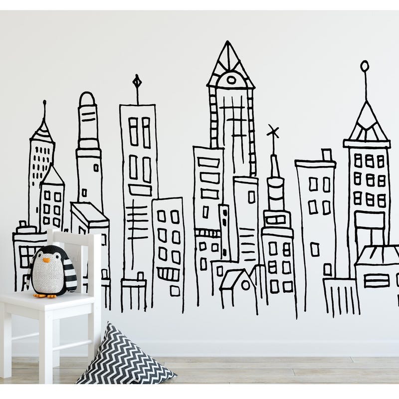 Cityscape Wall Decal - Etsy