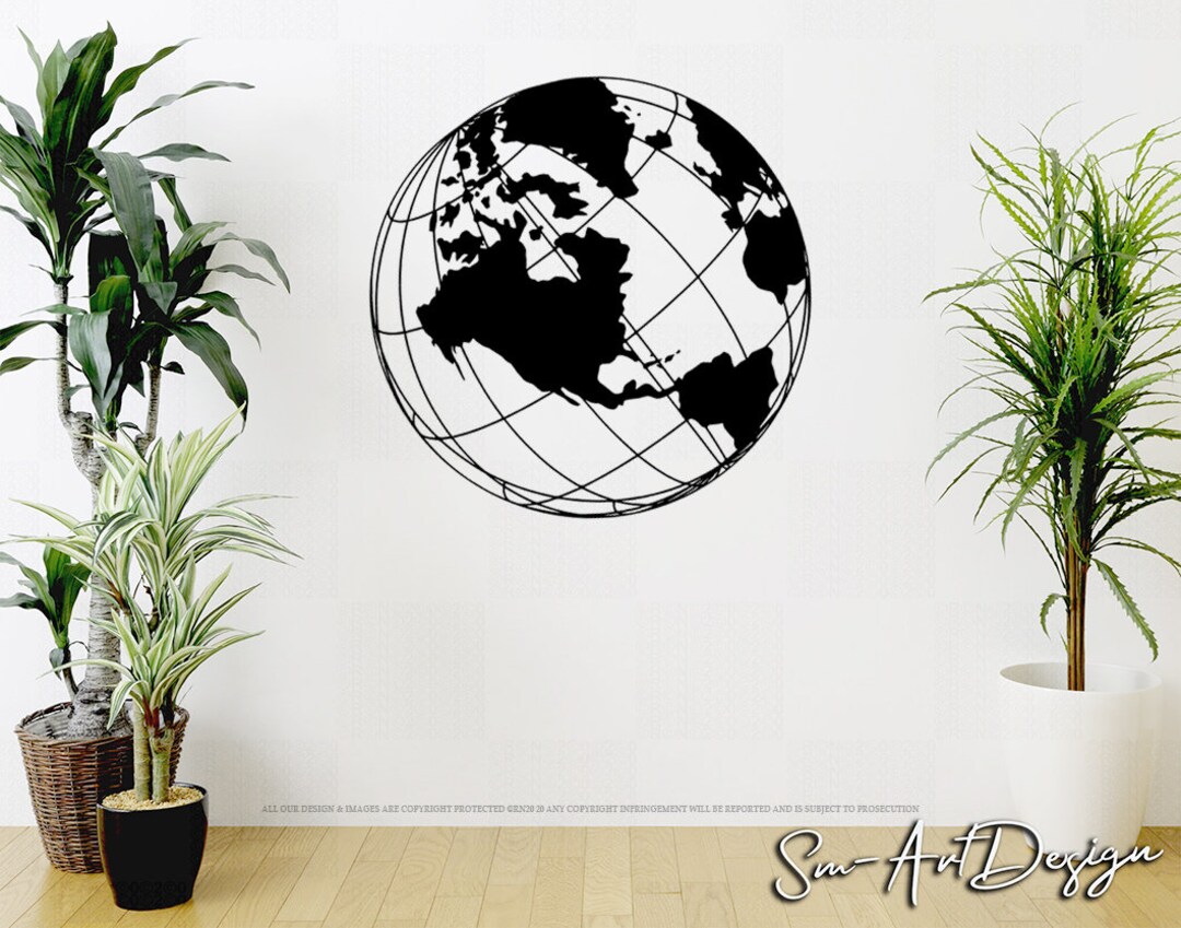 Planet Earth Wall Vinyl Decal - Earth Decal - World Map Decal - Space ...