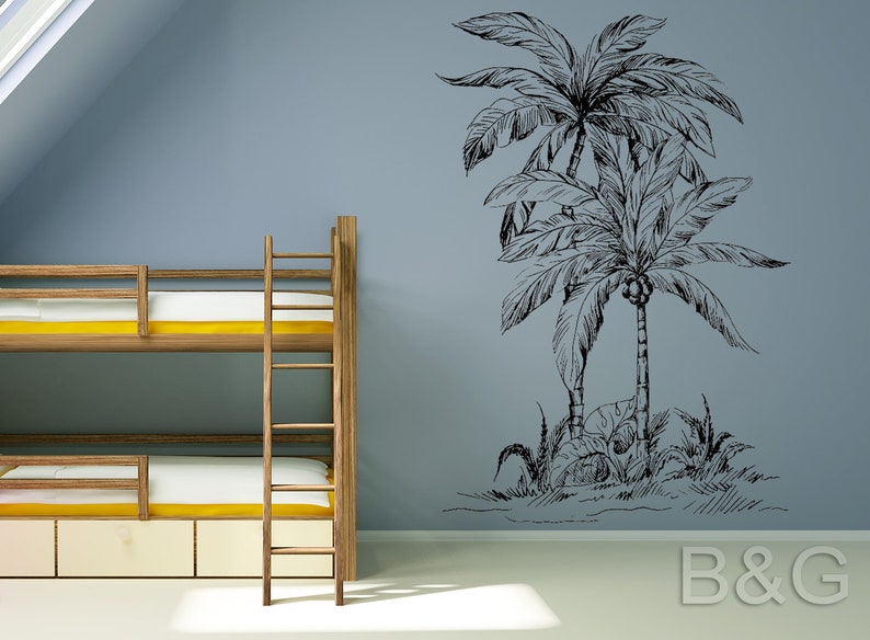 Tropical Palm Trees With Leaves Decal Exotic Palm Tree Vinyl - Etsy