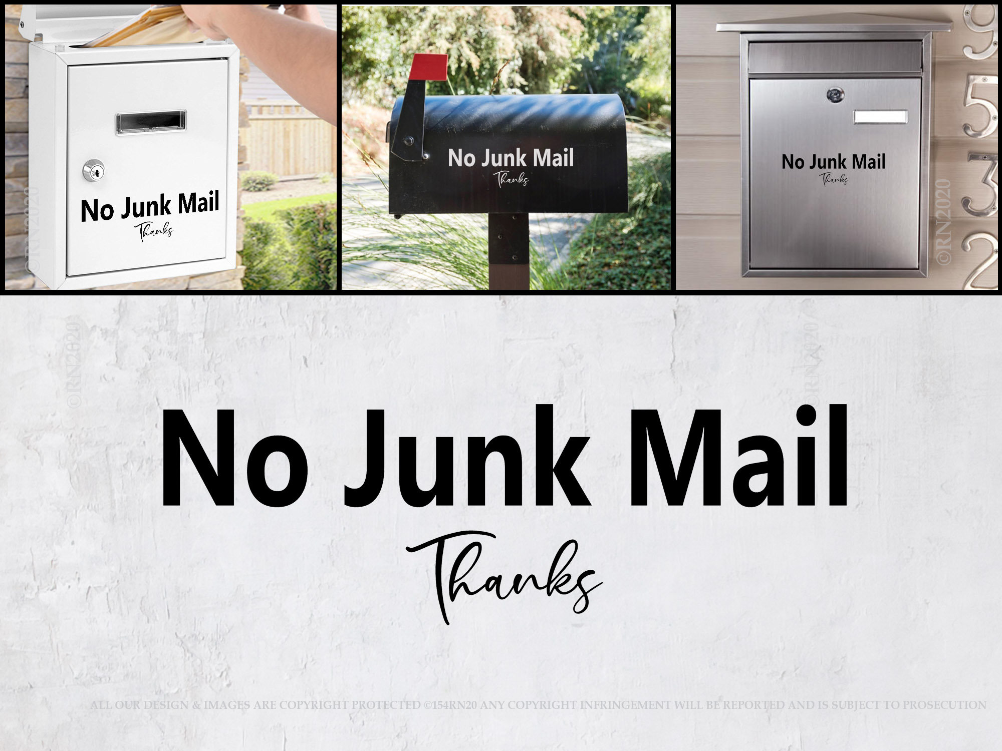No Junk Mail Decal: Front Door Sticker, Letter Box Decor - Etsy