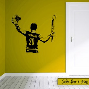 Cricket Wall Art Decal - Custom Name Cricket Player - Wall Decor Vinyl ...