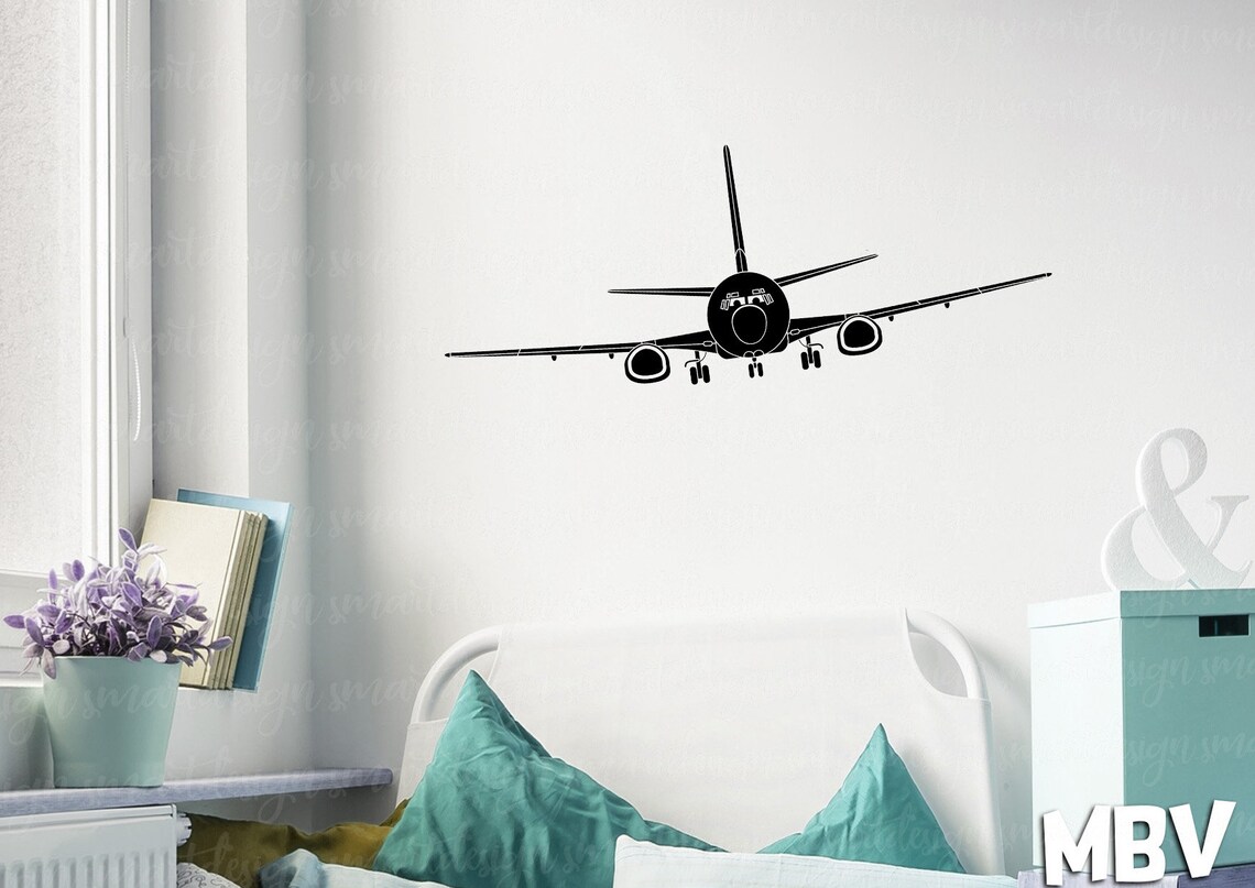 Airplane Wall Decal Airplane With Eyes Wall Art Large Wall - Etsy
