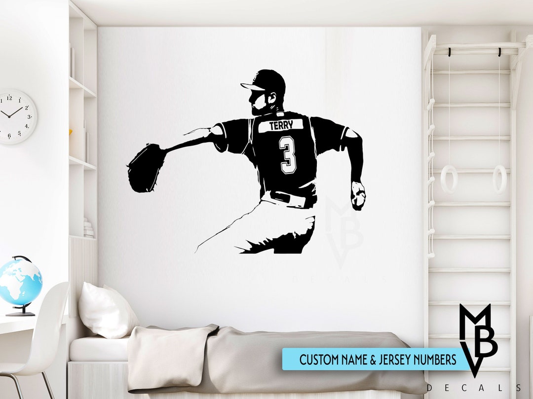 Baseball Wall Decor - Baseball Pitcher Vinyl Decal Boy Bedroom Custom ...