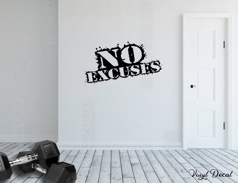 NO EXCUSES Wall Decal Fitness Gym Training Vinyl Decal - Etsy