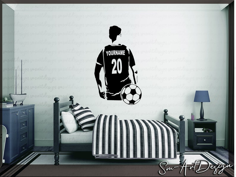 Soccer Wall Vinyl Decal Custom Name Football Sticker | Etsy