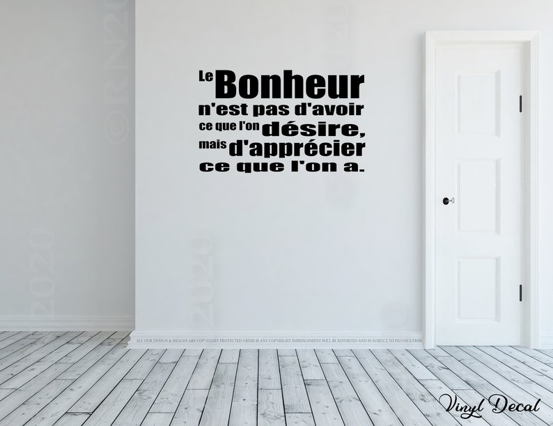 Le Bonheur Wall Vinyl Decal Happiness Inspirational Quote | Etsy