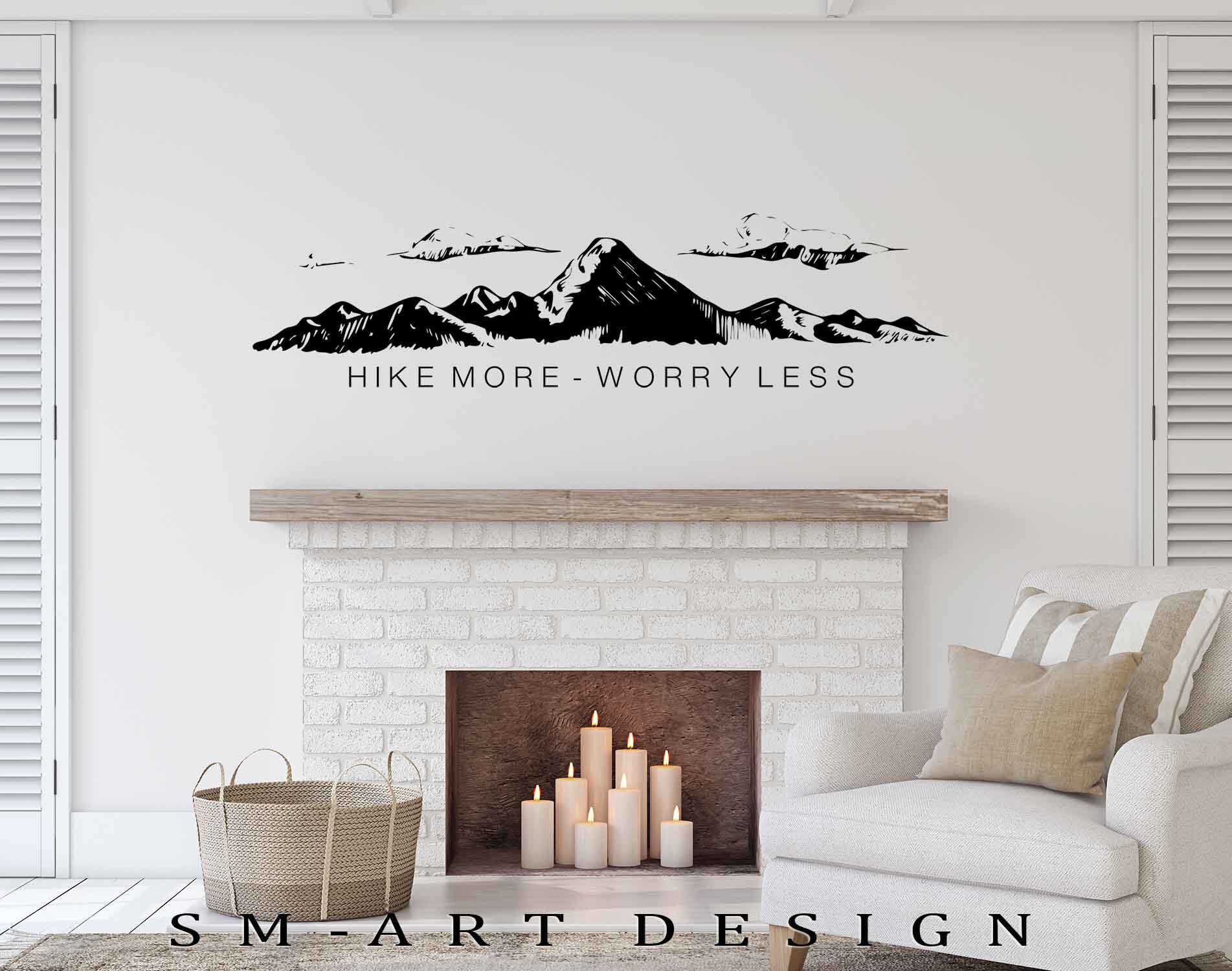 Hike More Worry Less Decal Mountain Wall Art Trekking - Etsy