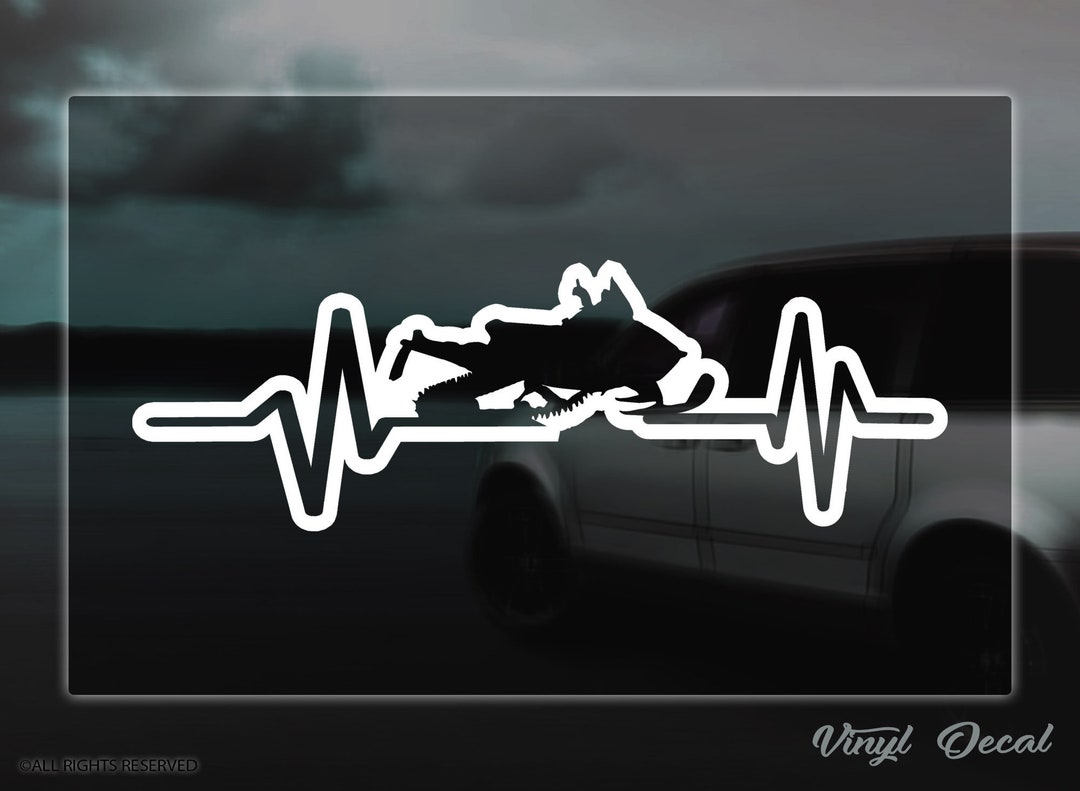 Snowmobile Vinyl Decal Sticker - VRS Decal - Heartbeat Car Window ...
