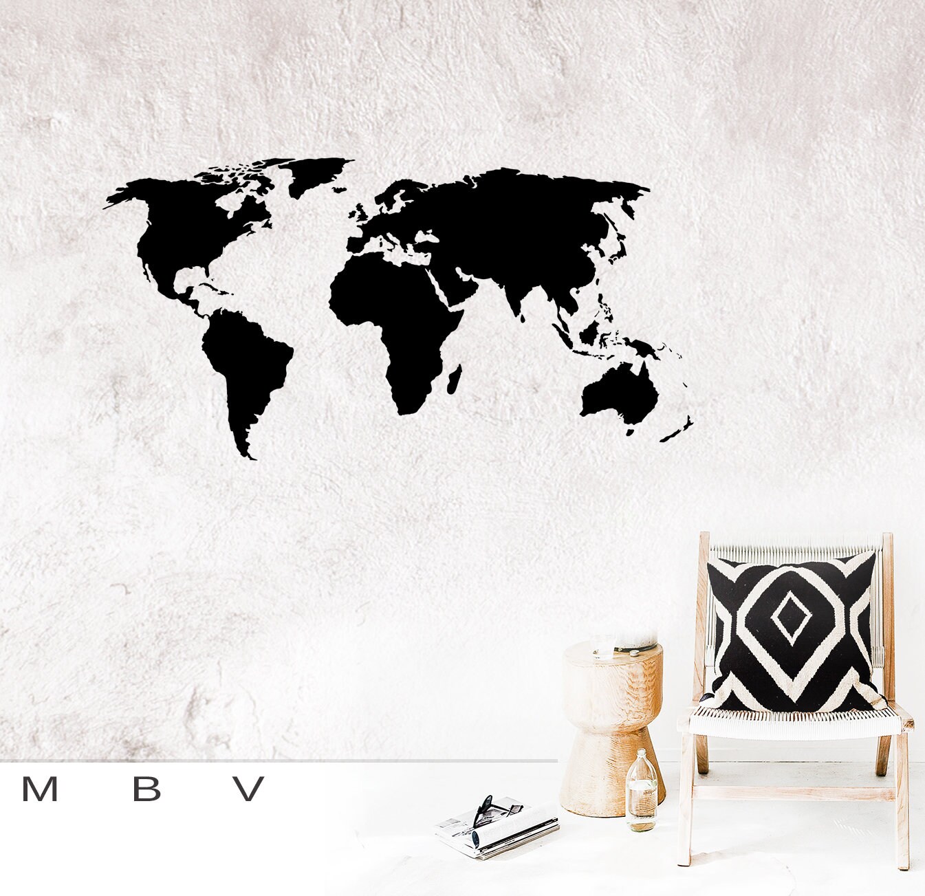 World Map Vinyl Decal World Map Wall Art Earth Planet - Etsy Canada