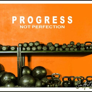 Progress Not Perfection Vinyl Wall Decal: Motivational Gym Decor - Etsy