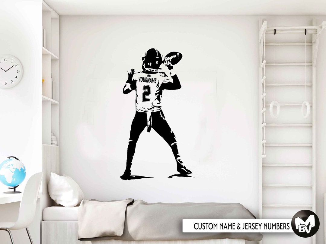 Football Decal - Custom Kid Name Football Player - American Football ...