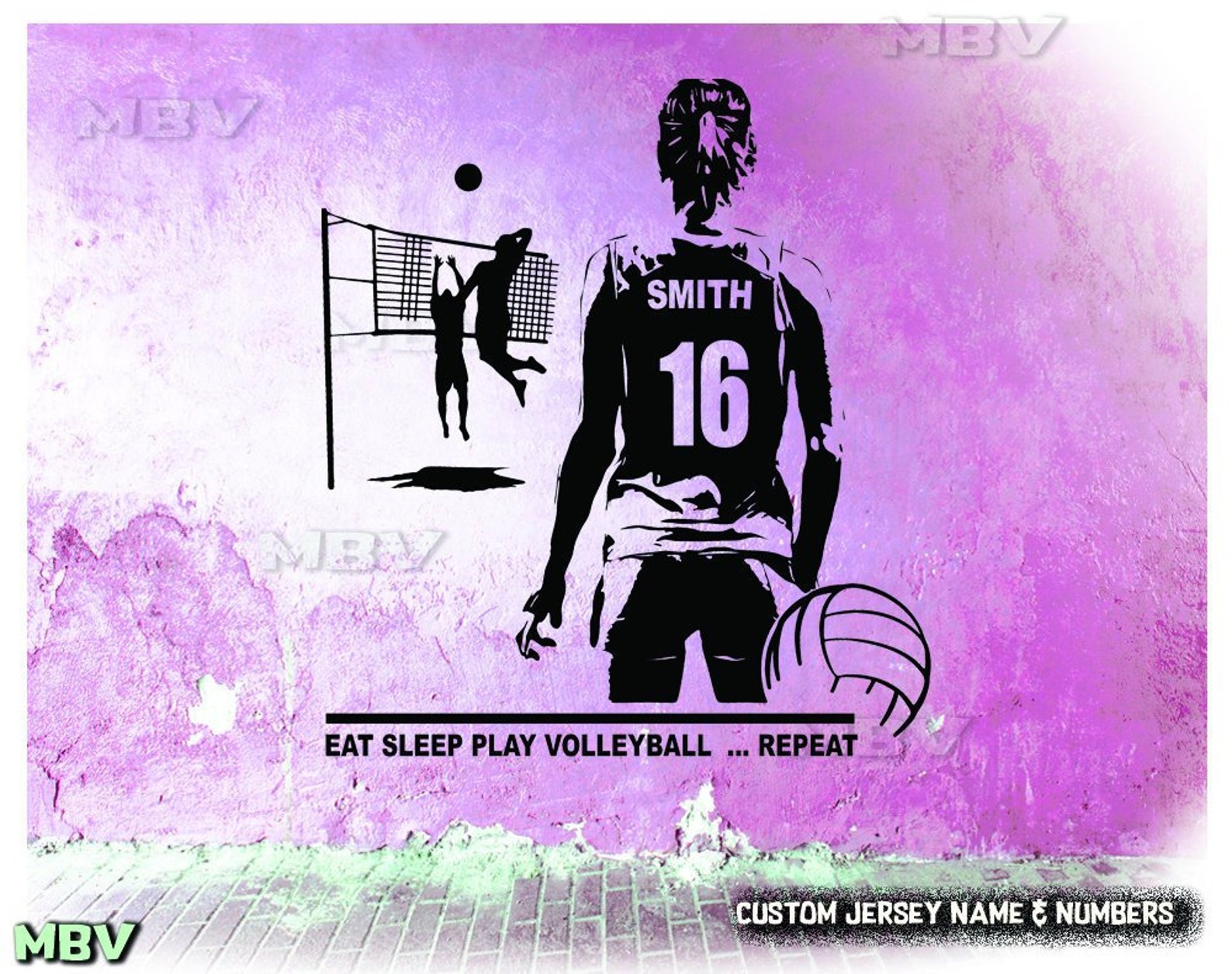 Volleyball Girl Decal Custom Name & Jersey Numbers Woman - Etsy