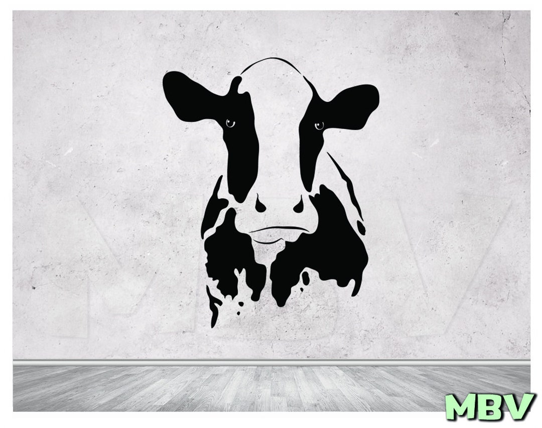 Cow Wall Decal | Cow Head Wall Art | Cow Wall Decor | Cow Vinyl Sticker ...