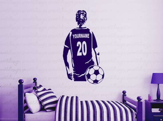 Soccer Girl Wall Decal Sticker Custom Name Jersey Football | Etsy